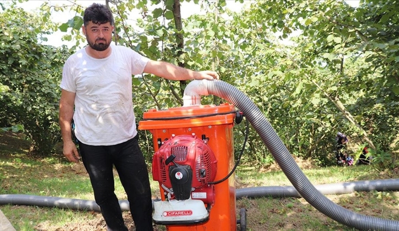 Çöp kovasından fındık toplama makinesi geliştirdi